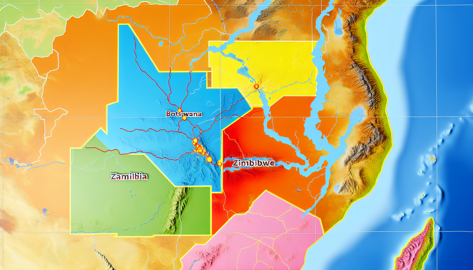 Where the borders of Botswana, Namibia, Zambia, and Zimbabwe meet